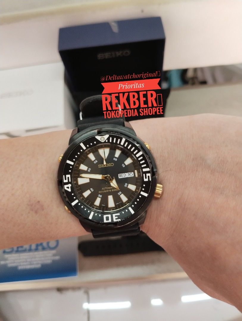 Seiko Prospex SRP641 SRP641K1 Monster Babytuna Black Gold Diver Automatic Fullset Rare, Fesyen ...