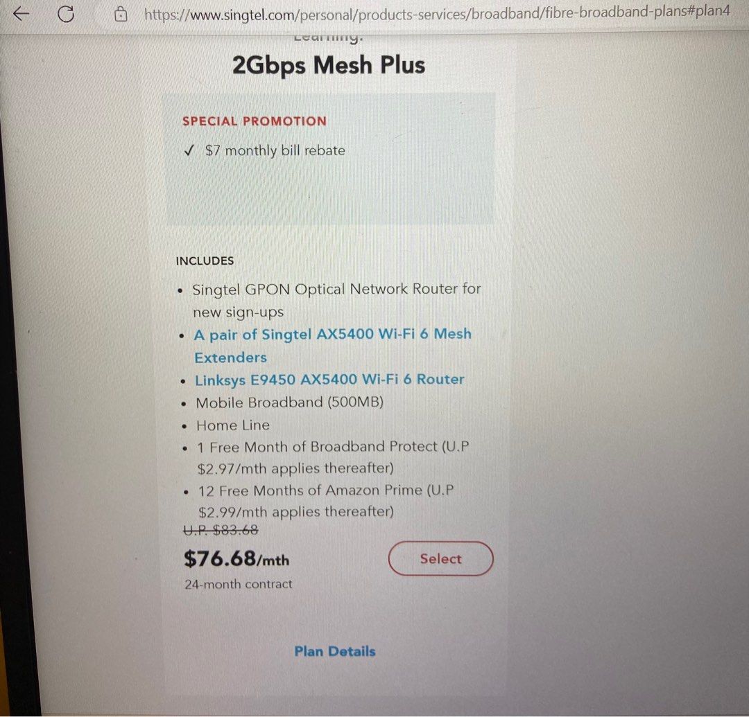 2GB Singtel Broadband Contract $56 per month, Computers & Tech, Parts ...