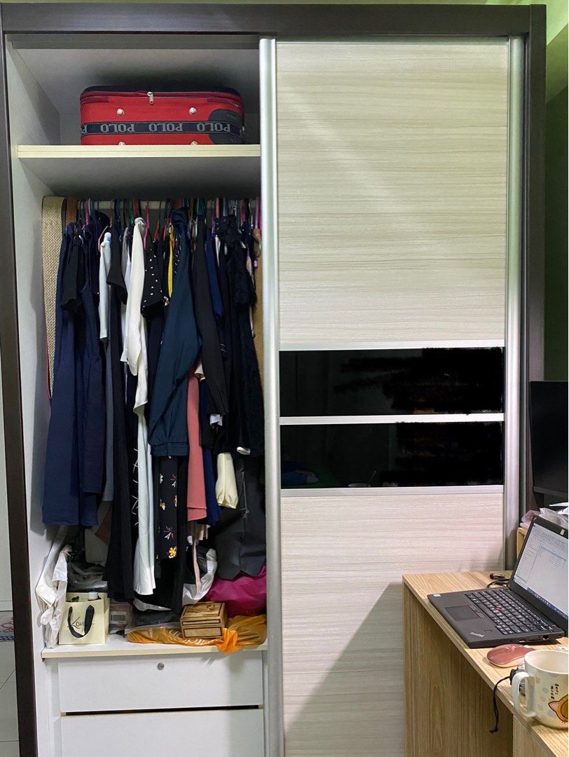 Sliding door wardrobe / cabinet BROWN WOODY, Furniture & Home Living ...