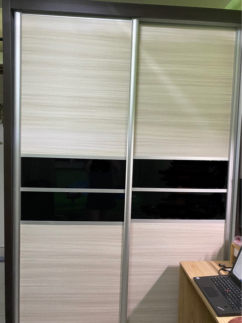Sliding door wardrobe / cabinet BROWN WOODY, Furniture & Home Living ...