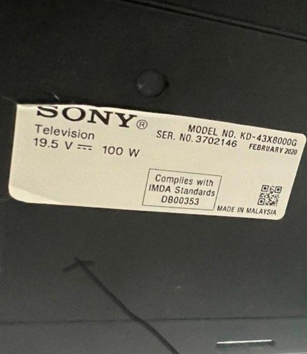 SONY BRAVIA 43" X80G LED 4K Ultra HD Smart TV, Edge LED Panel Type ...