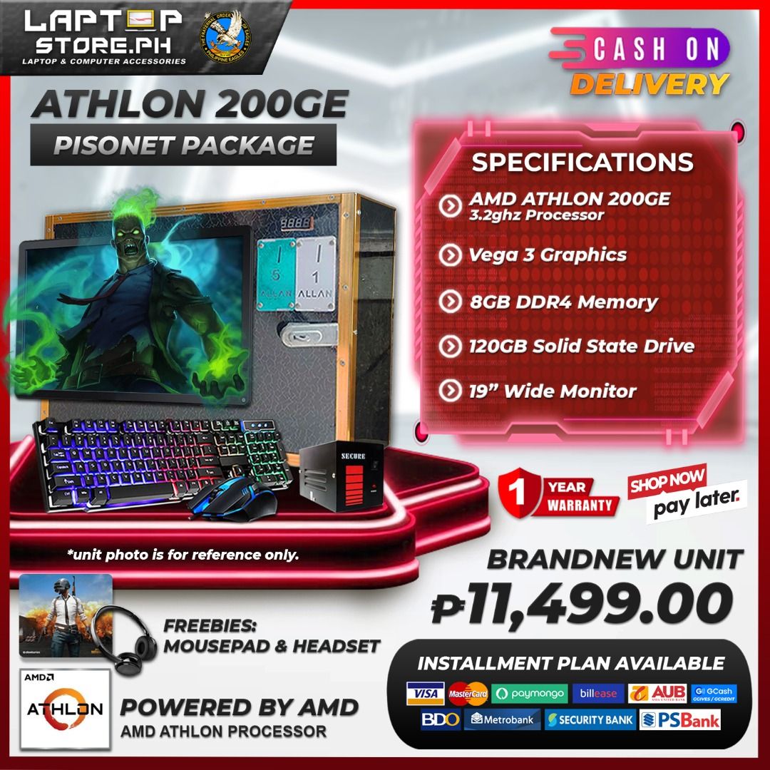 TABLETOP PISONET PACKAGE AMD A6 A8 A10 ATHLON 200GE/3000 RYZEN 3 5 7 ...