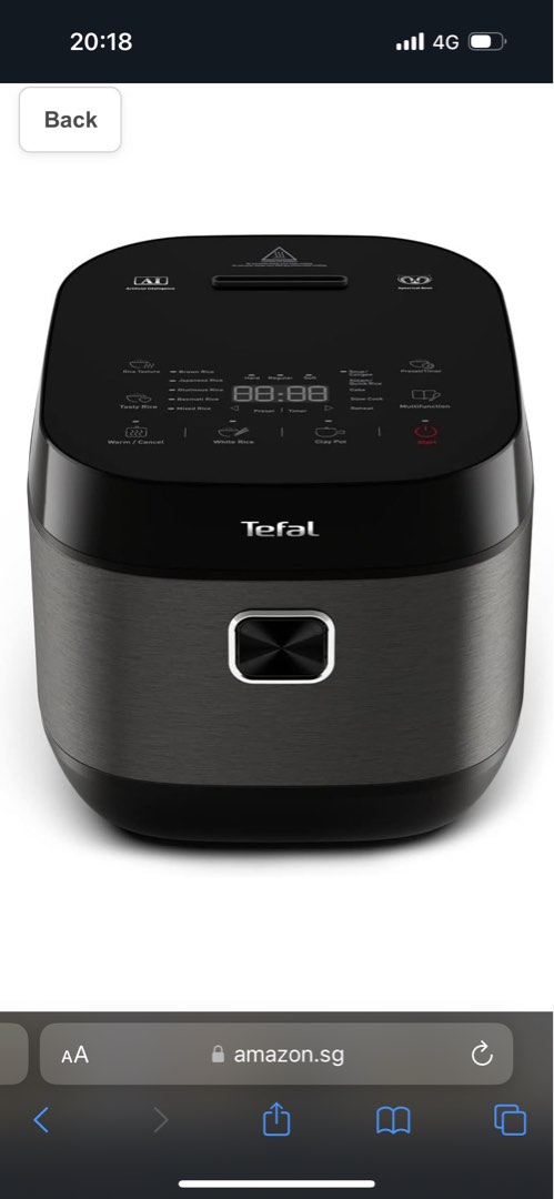 Tefal Delirice Plus Fuzzy Logic 1.8L Rice Cooker RK776B, Black, TV ...