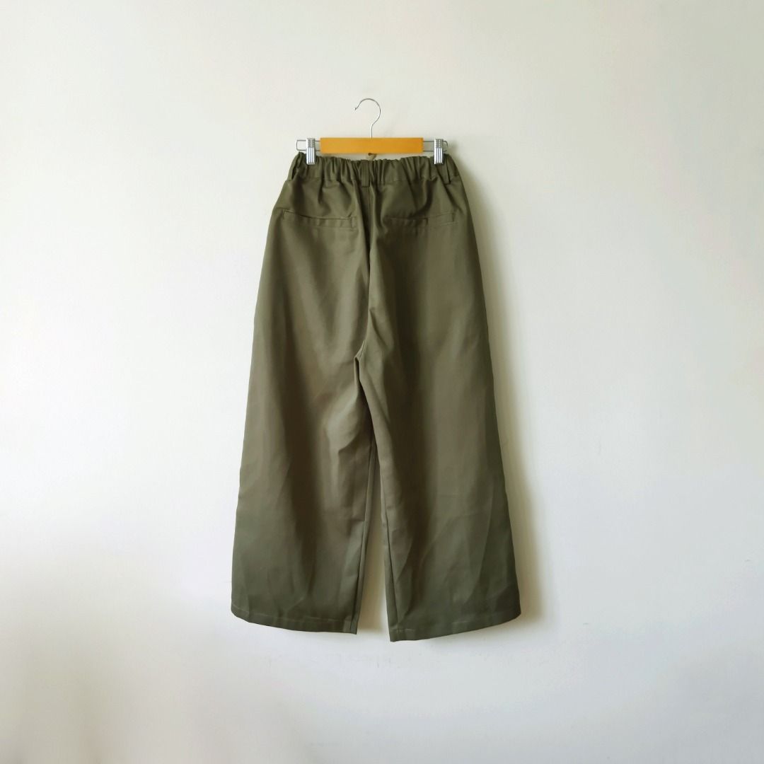 The Nawk Nawk (Thai Brand) Olive Green Wide Fit Twill Pants, Women's ...