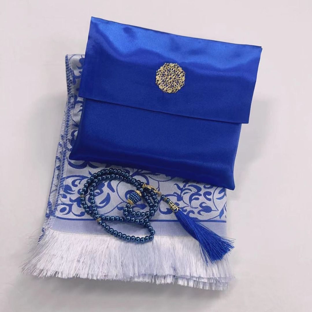 Travel Prayer Mat Set- Satin Silk Turkish Design (Prayer Mat + Tasbih ...