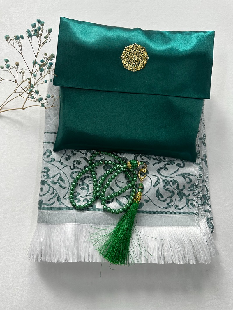 Travel Prayer Mat Set- Satin Silk Turkish Design (Prayer Mat + Tasbih ...