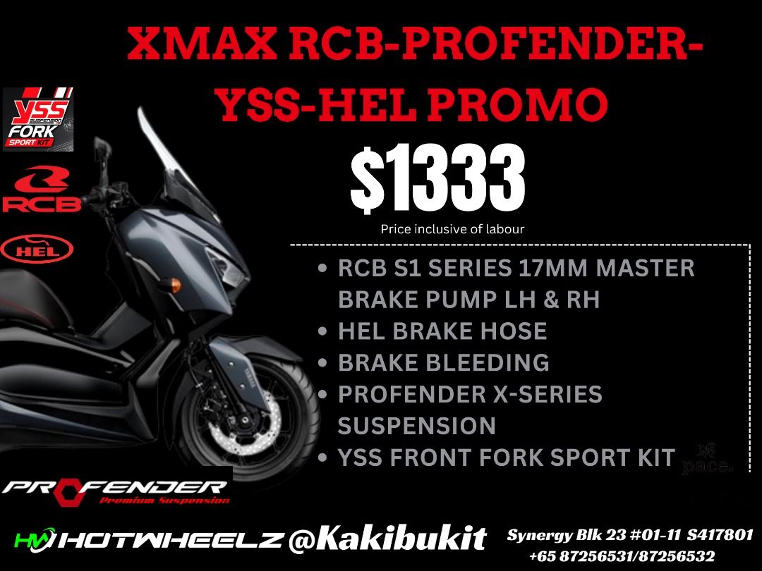 YAMAHA XMAX 300 RCB-PROFENDER-YSS-HEL PROMO, Motorcycles, Motorcycle ...