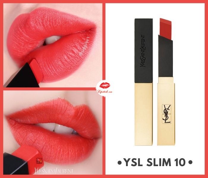 YSL Rouge Pur Couture The Slim Leather-Matte Lipstick 10 Corail ...