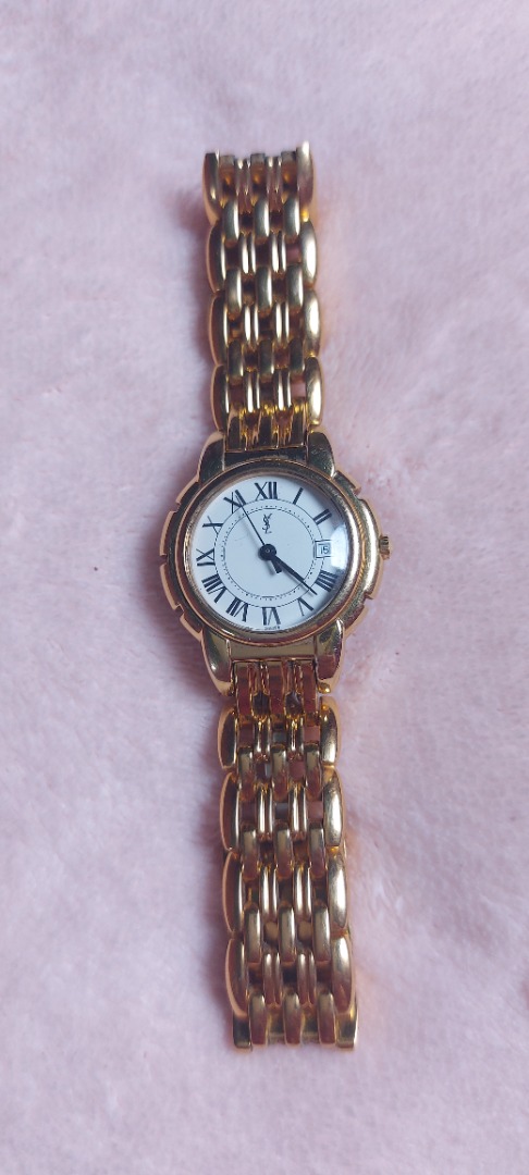Yves Saint Laurent gold plated watch, Luxury, Watches on Carousell