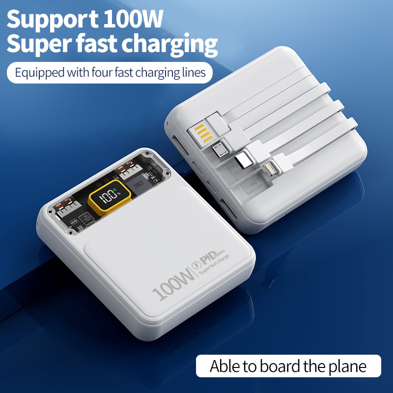 100W super fast charging with cable charging treasure compact portable ...