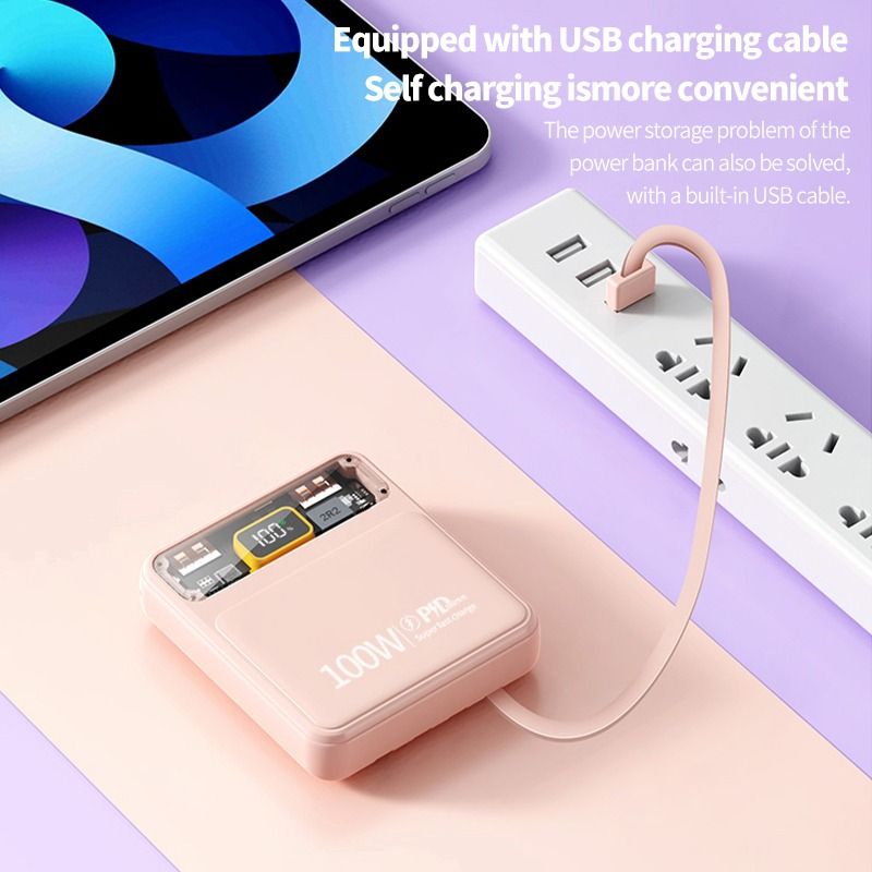 100W super fast charging with cable charging treasure compact portable ...