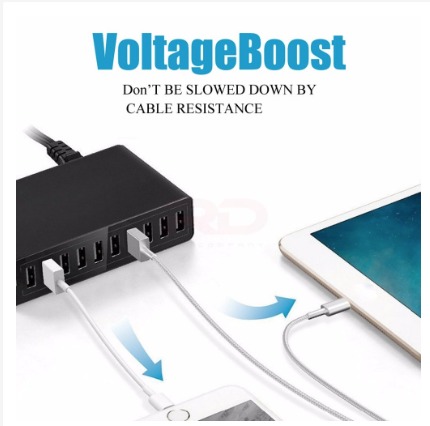 10 Port Multi USB Charger Docking Station 50W 60W Multi Port Charger ...