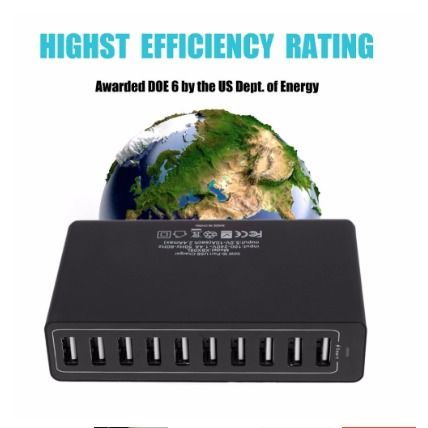 10 Port Multi USB Charger Docking Station 50W 60W Multi Port Charger ...