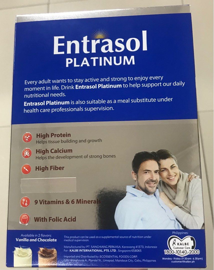 200g Entrasol Platinum Chocolate Flavor Adult Nutritional Supplement ...