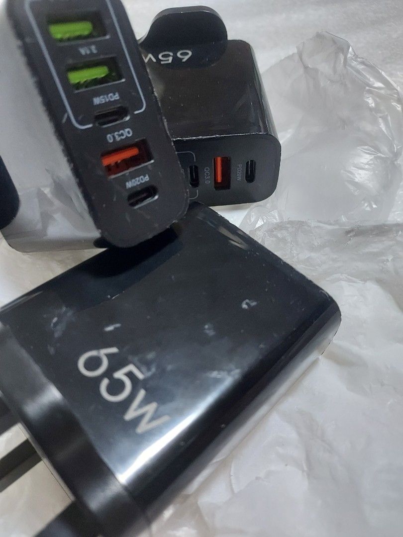 65W fast charger UK Plug. One PD20W port, one PD15W port, three USB ports., Mobile Phones ...