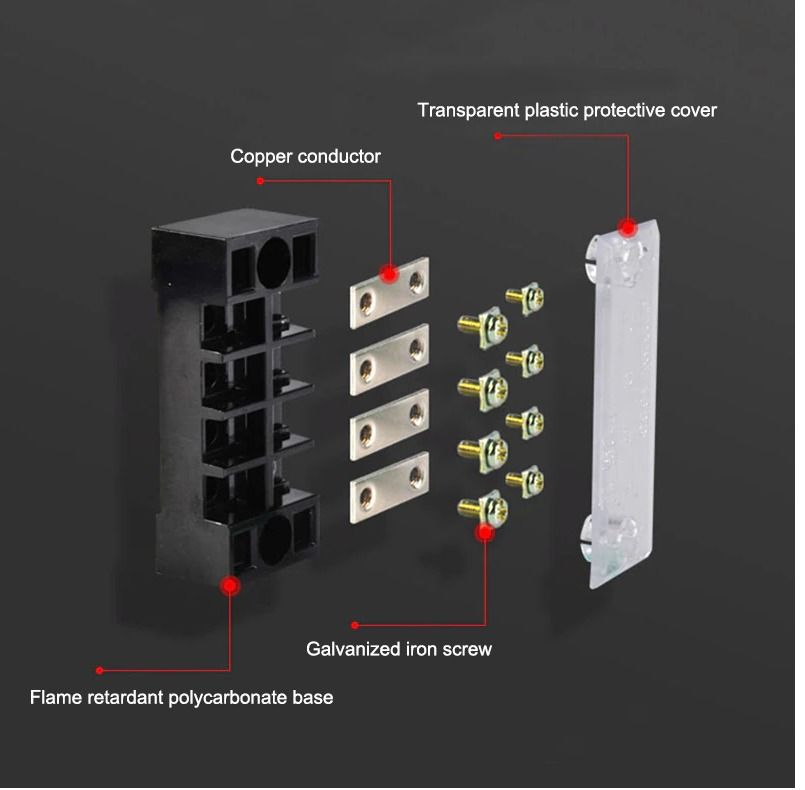 8 pieces - Bus bar Dual Row Strip Screw Terminal Block Fixed Wiring ...