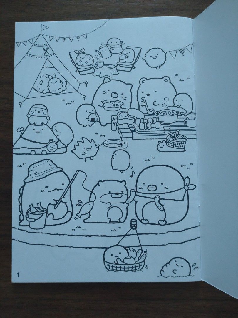 全新 日本限定 角落生物 填色冊 Sumikkogurashi colouring book 共32頁, 興趣及遊戲, 手作＆自家設計, 文具 ...
