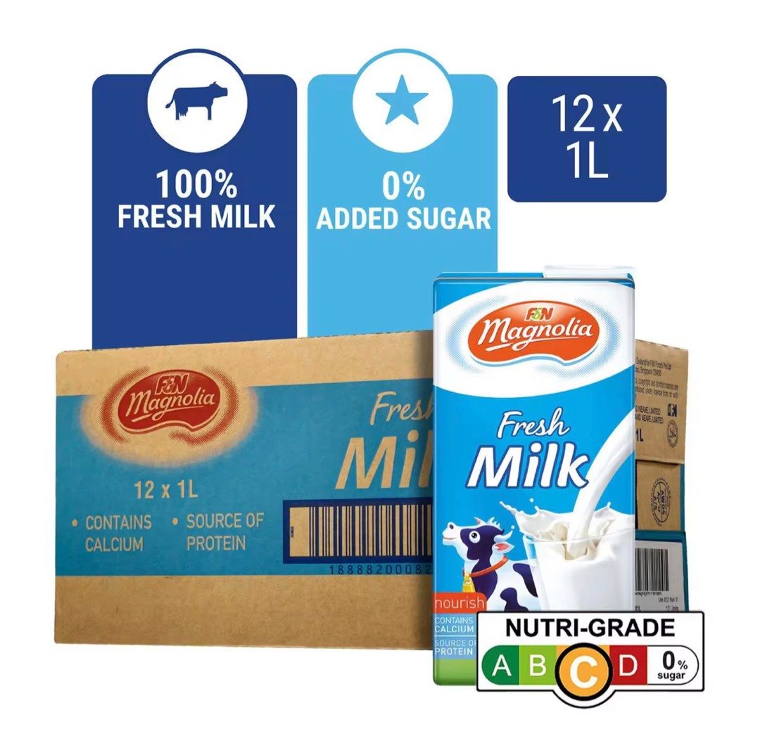 F&N magnolia UHT fresh milk 1 litre x12, Food & Drinks, Beverages on ...