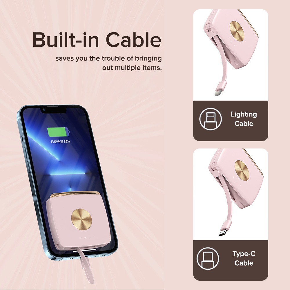 ALON 50g Pocket Power bank 2000/5000 mAh Mini Powerbank with L / Type C ...