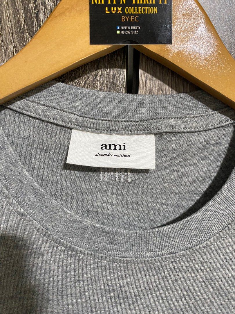Ami grey big patch logo, Men's Fashion, Tops & Sets, Tshirts & Polo ...
