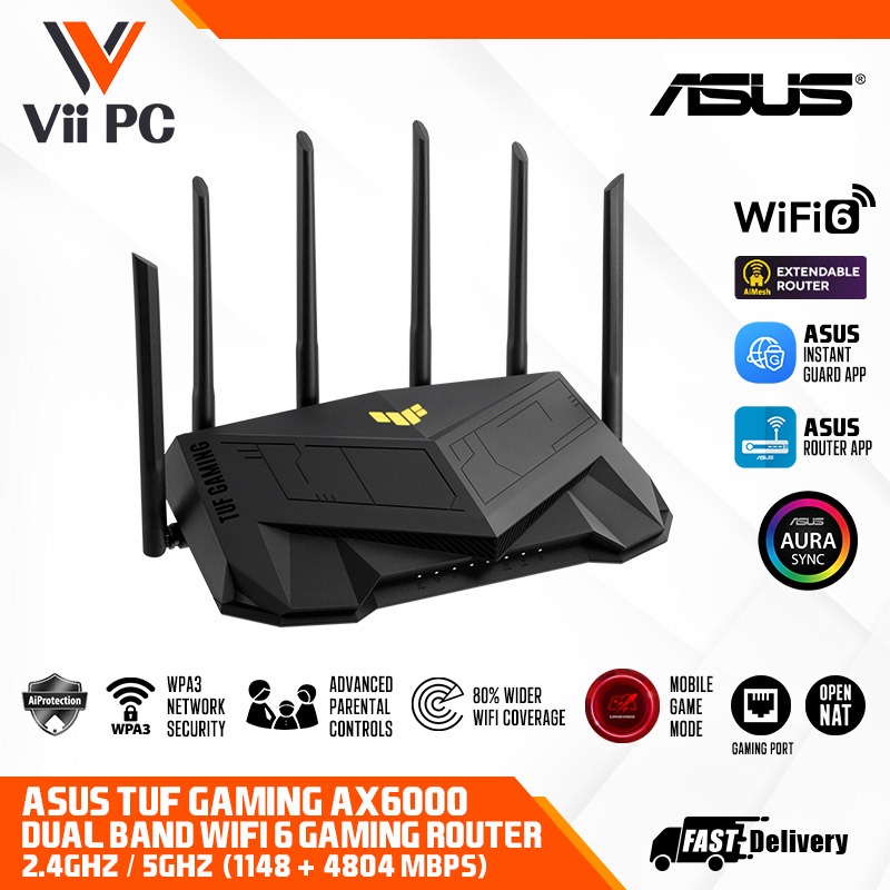 ASUS TUF Gaming AX6000 Dual Band WiFi 6 Gaming Router with dedicated ...