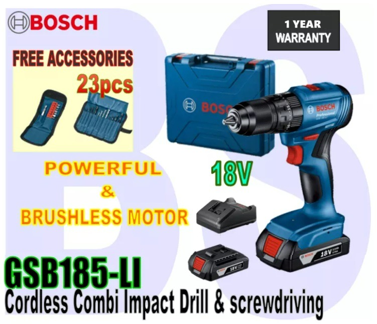 BANSOON BOSCH GSB 185-LI. Cordless Combi Impact Drill and screwdriving ...