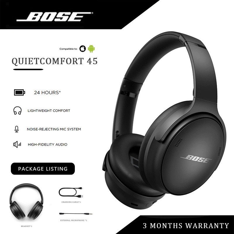 Bose QuietComfort 45 Headphones Bluetooth Microphone Wireless Over-ear ...