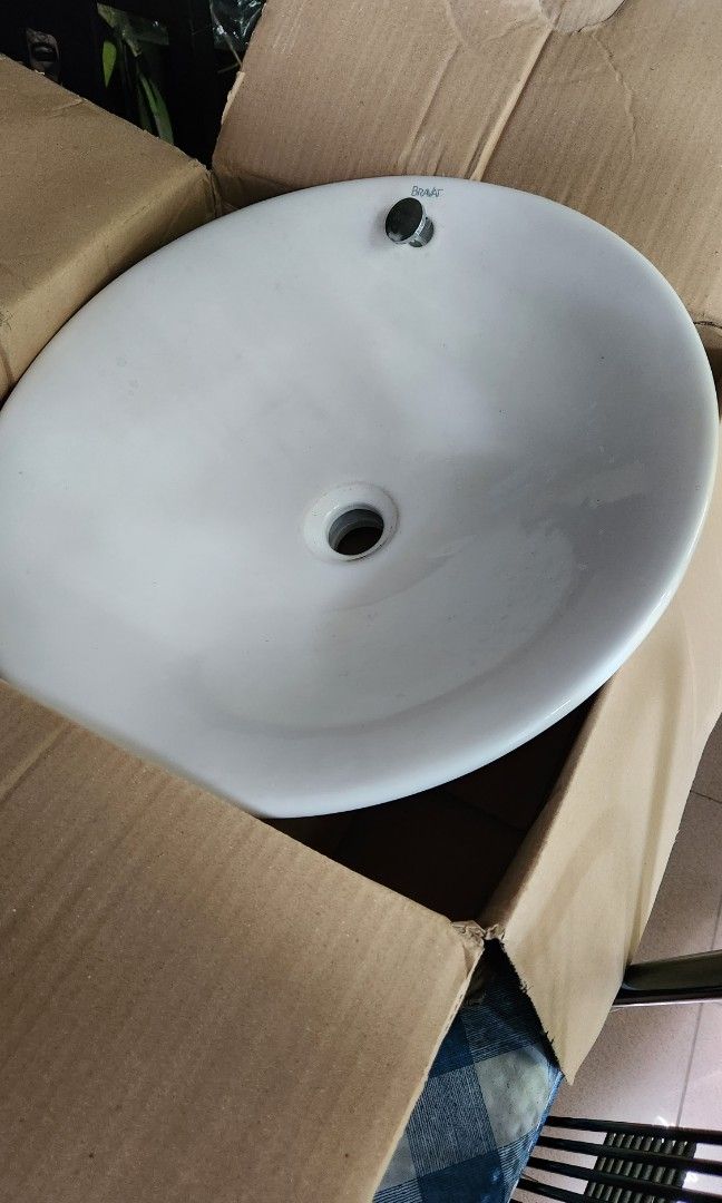 BRAVAT Counter Top Sink 50cm wide, Furniture & Home Living, Bathroom ...
