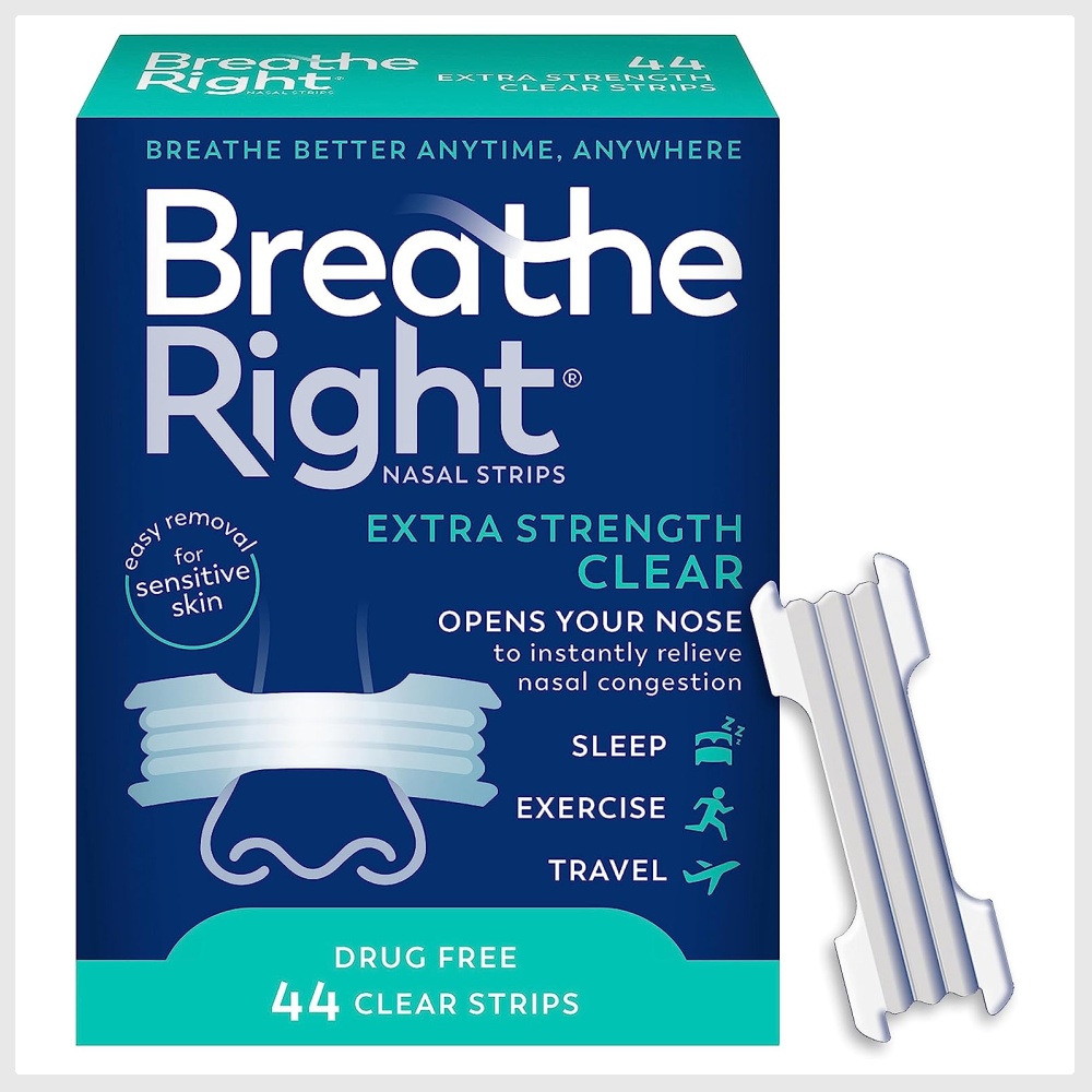 Breathe Right Extra Clear Drug-Free Nasal Strips for Nasal Congestion ...