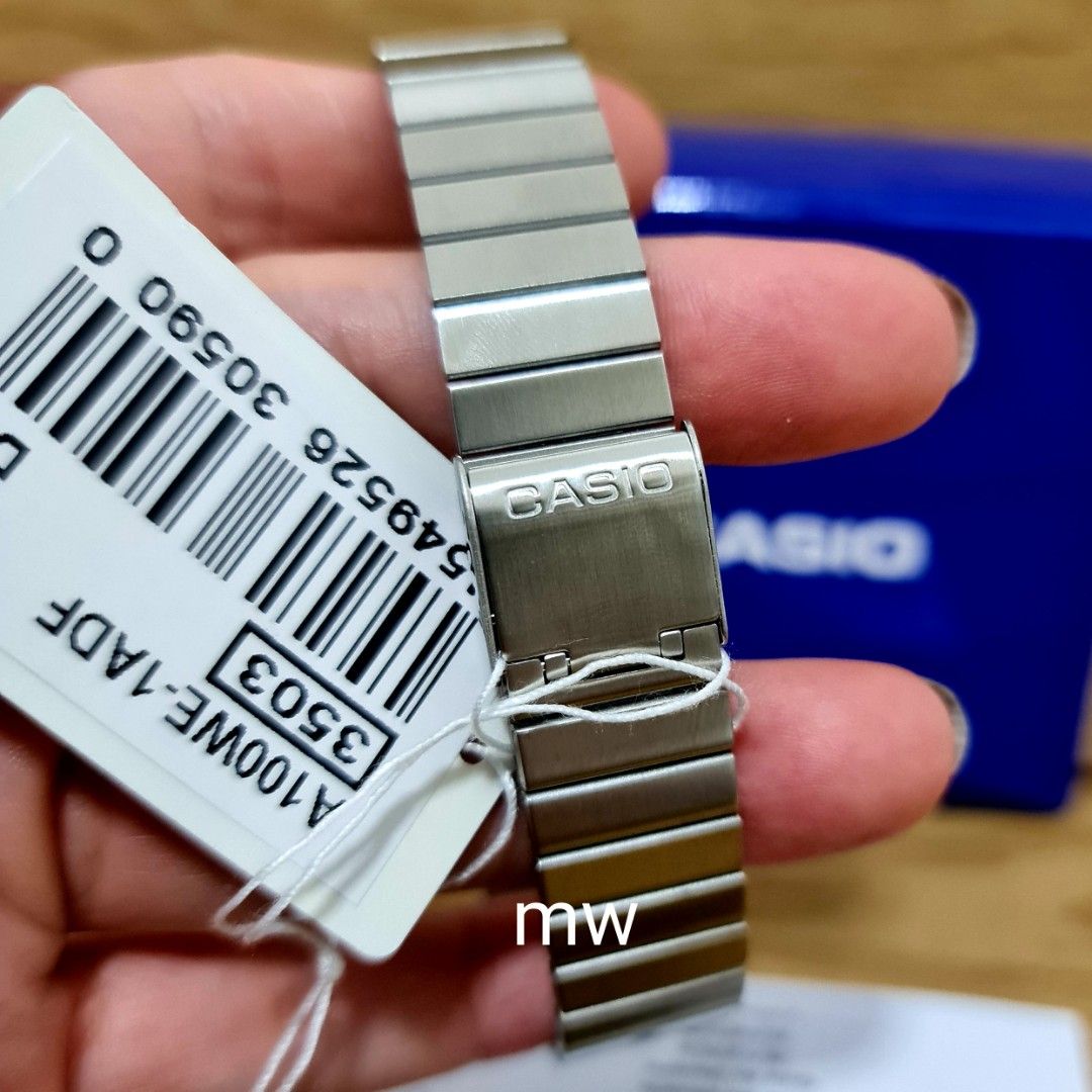 Casio Digital vintage retro wrist Watch a100we silver stainless steel ...