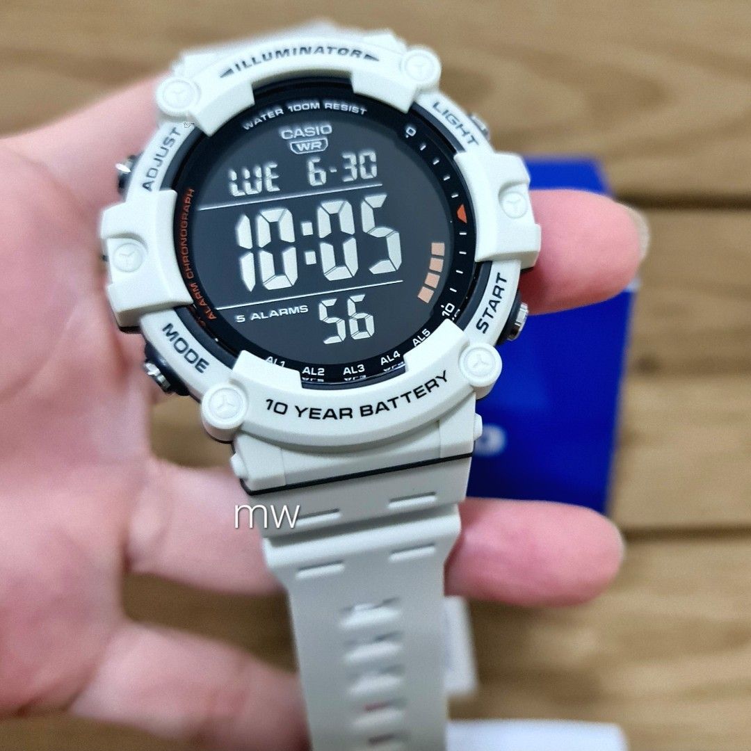 Casio Men's digital display big size wide face resin 10 years battery ...