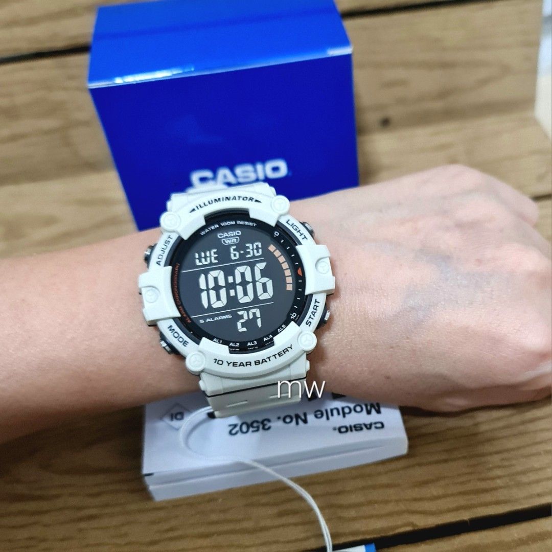 Casio Men's digital display big size wide face resin 10 years battery ...