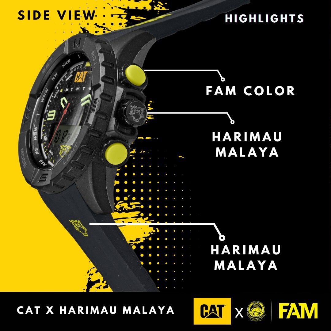 CAT x Harimau Malaya FAM Limited Edition Watch, Men's Fashion, Watches ...