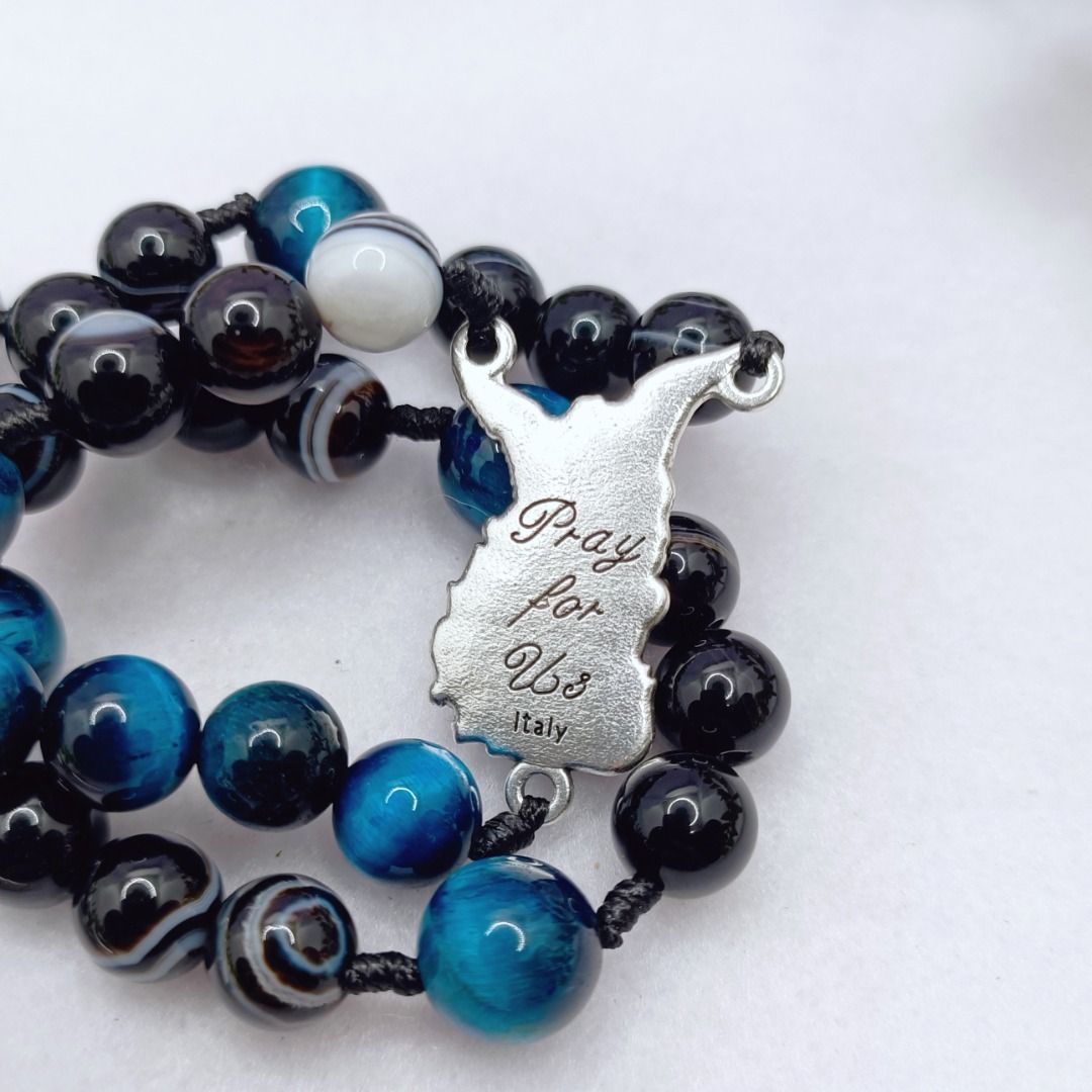 Chaplet of Saint Michael Archangel Rosary with Black Banded Agate, Blue Tiger Eye, St Michael ...