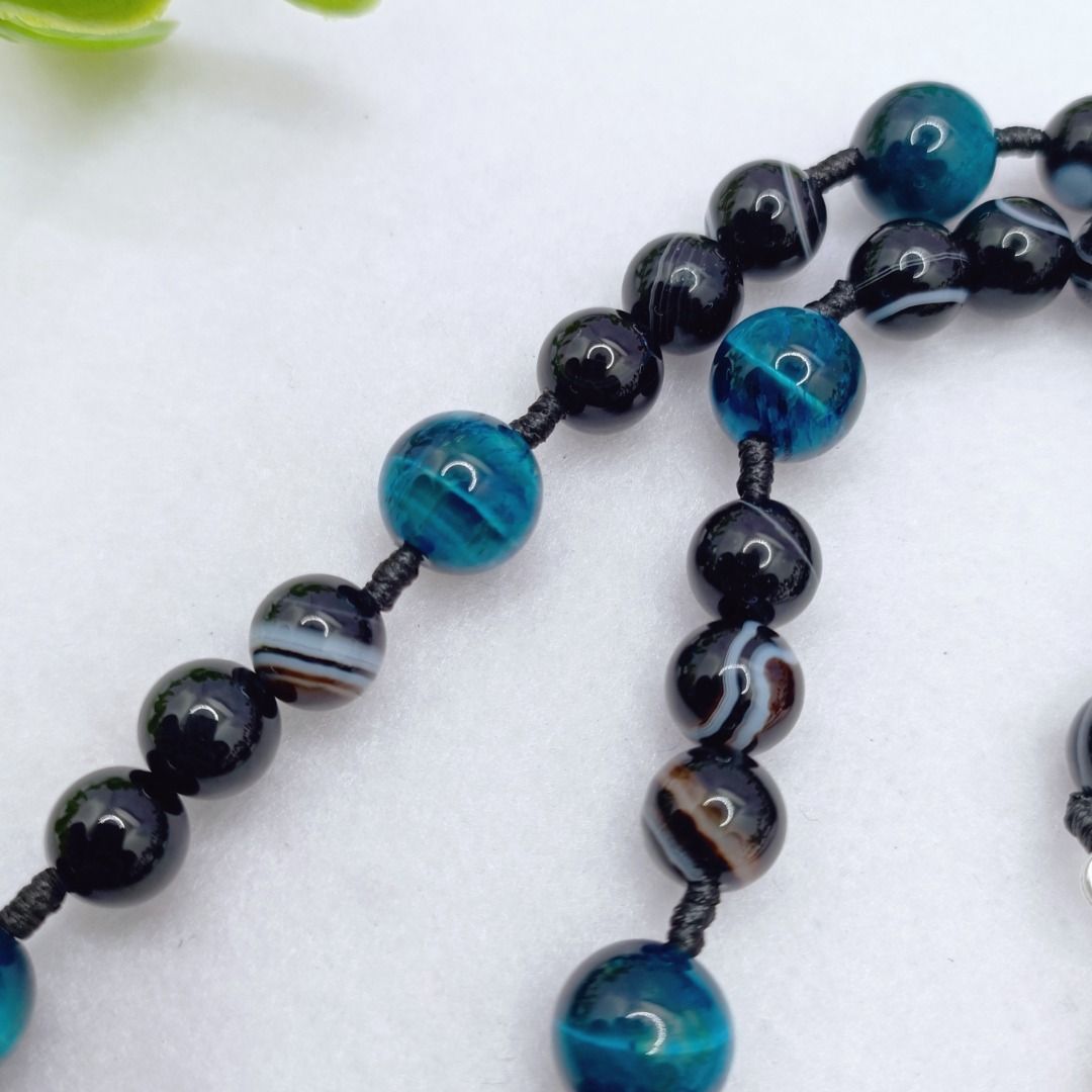 Chaplet of Saint Michael Archangel Rosary with Black Banded Agate, Blue Tiger Eye, St Michael ...