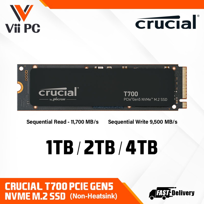 Crucial T700 T 700 t700 1TB / 2TB / 4TB PCIe Gen5 NVMe M.2 SSD with / without Heatsink ( 11700R ...