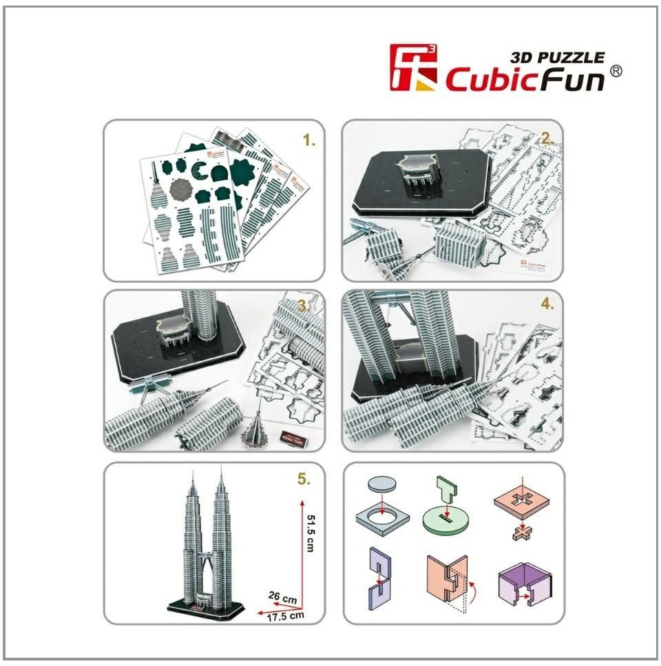 CubicFun 3D Puzzle Petronas Towers, Malaysia, Hobbies & Toys, Toys ...