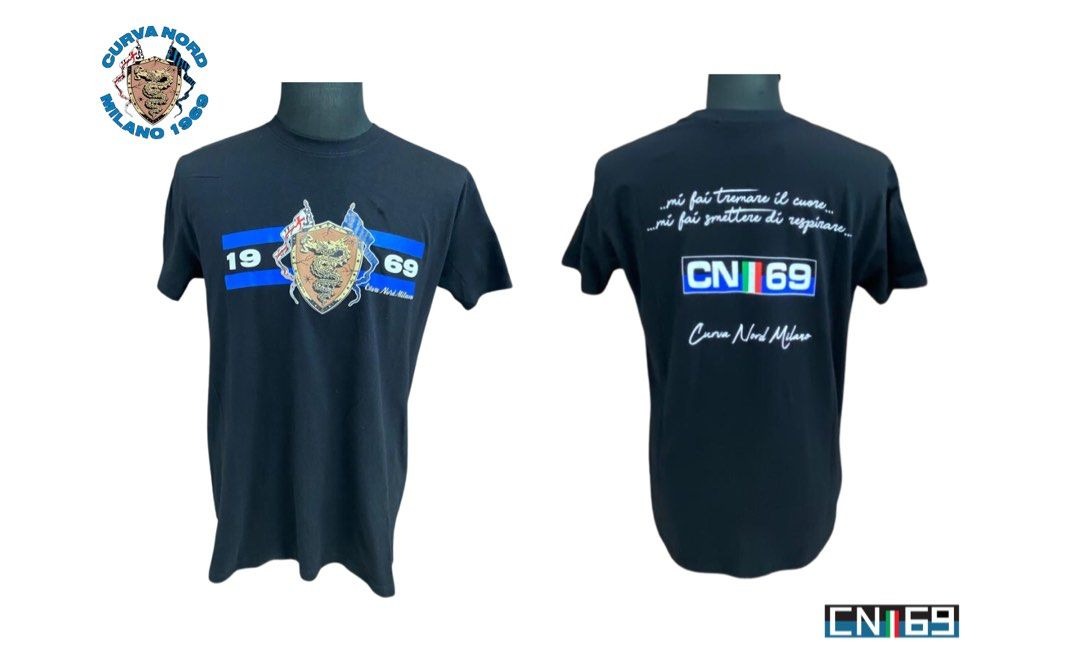 Curva Nord Milano CN69 Inter Milan black T shirt Football Ultras, Men's ...