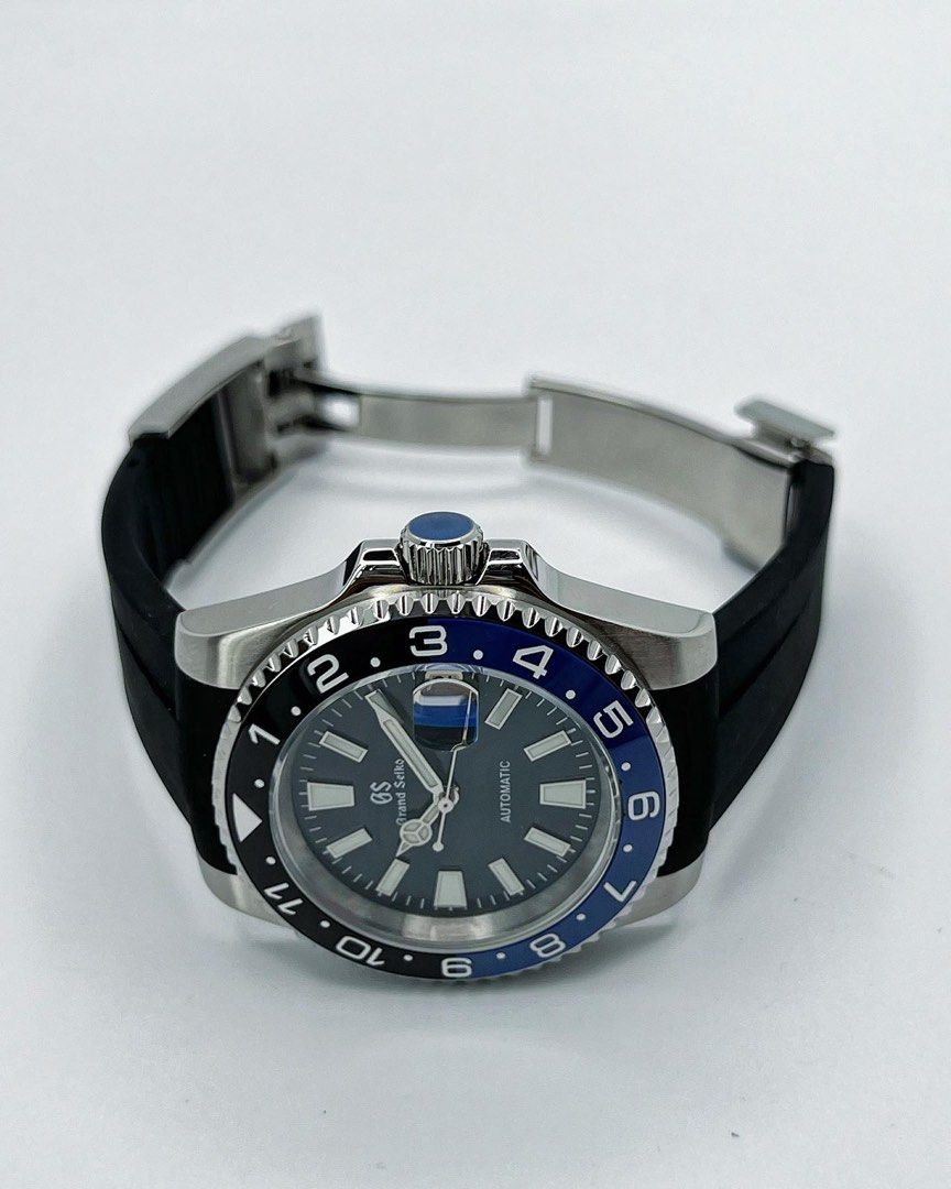 Custom Seiko Mod GS Dual-Time Batman Teal in 40mm on rubber, Men's ...
