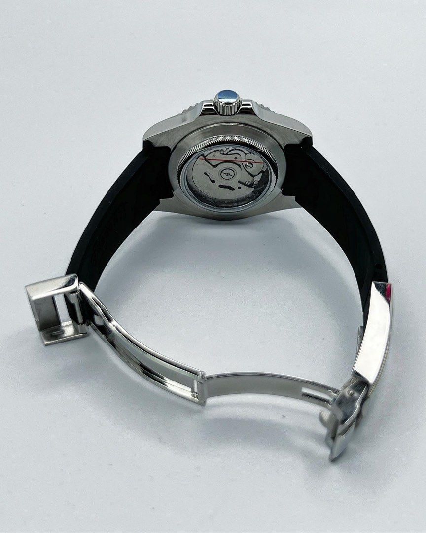 Custom Seiko Mod GS Dual-Time Batman Teal in 40mm on rubber, Men's Fashion, Watches ...