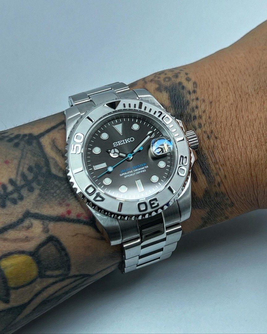 Custom Seiko Mod Rhodium Yachtmaster 40mm, Men's Fashion, Watches ...