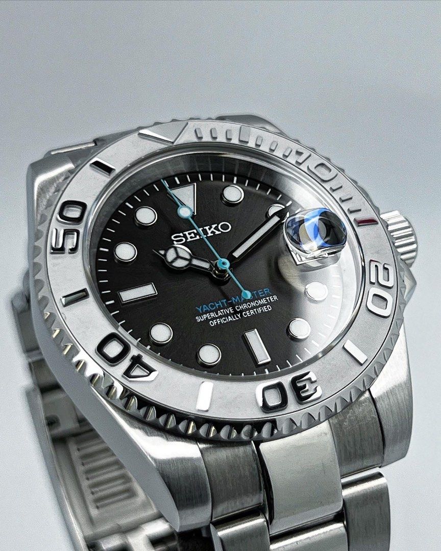 Custom Seiko Mod Rhodium Yachtmaster 40mm, Men's Fashion, Watches ...