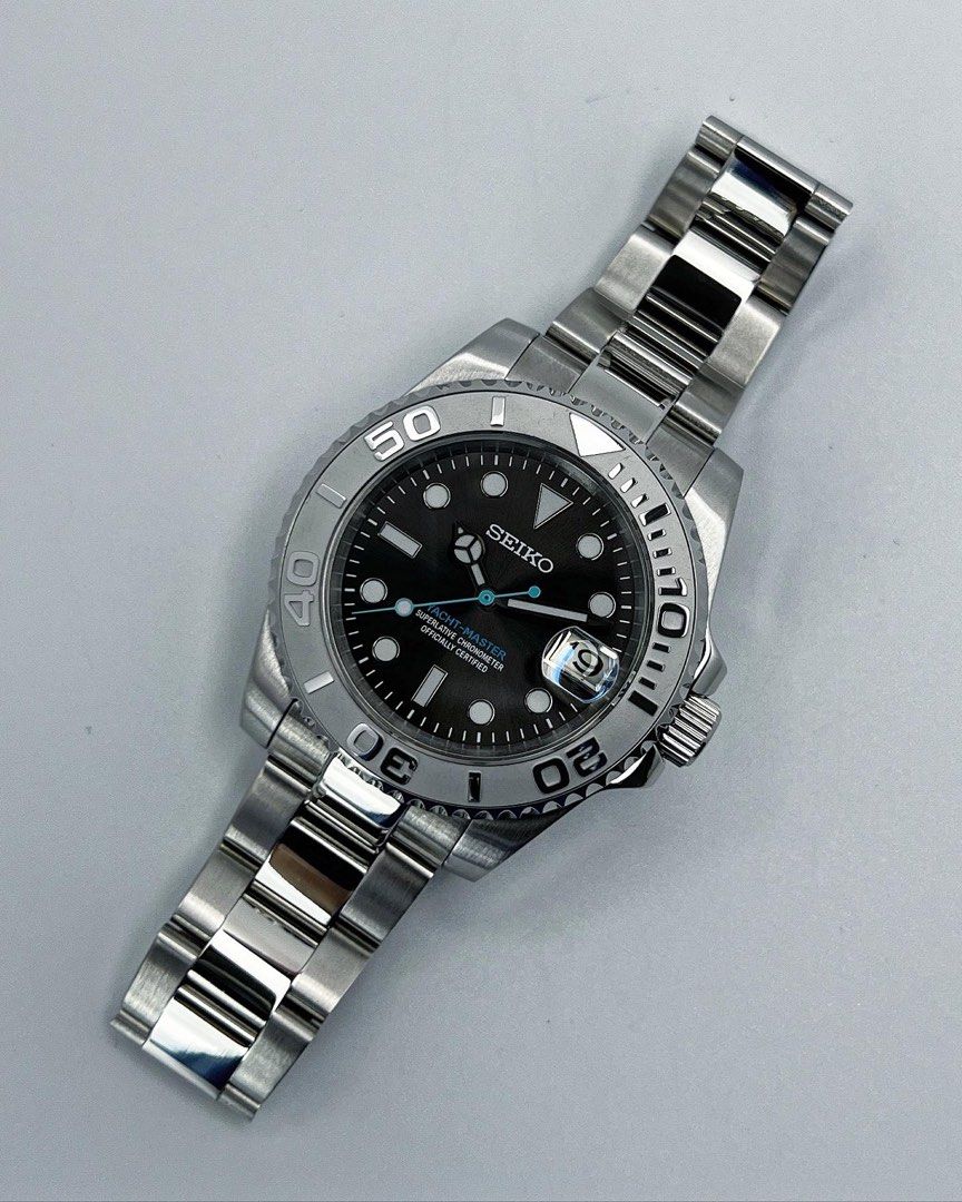Custom Seiko Mod Rhodium Yachtmaster 40mm, Men's Fashion, Watches ...