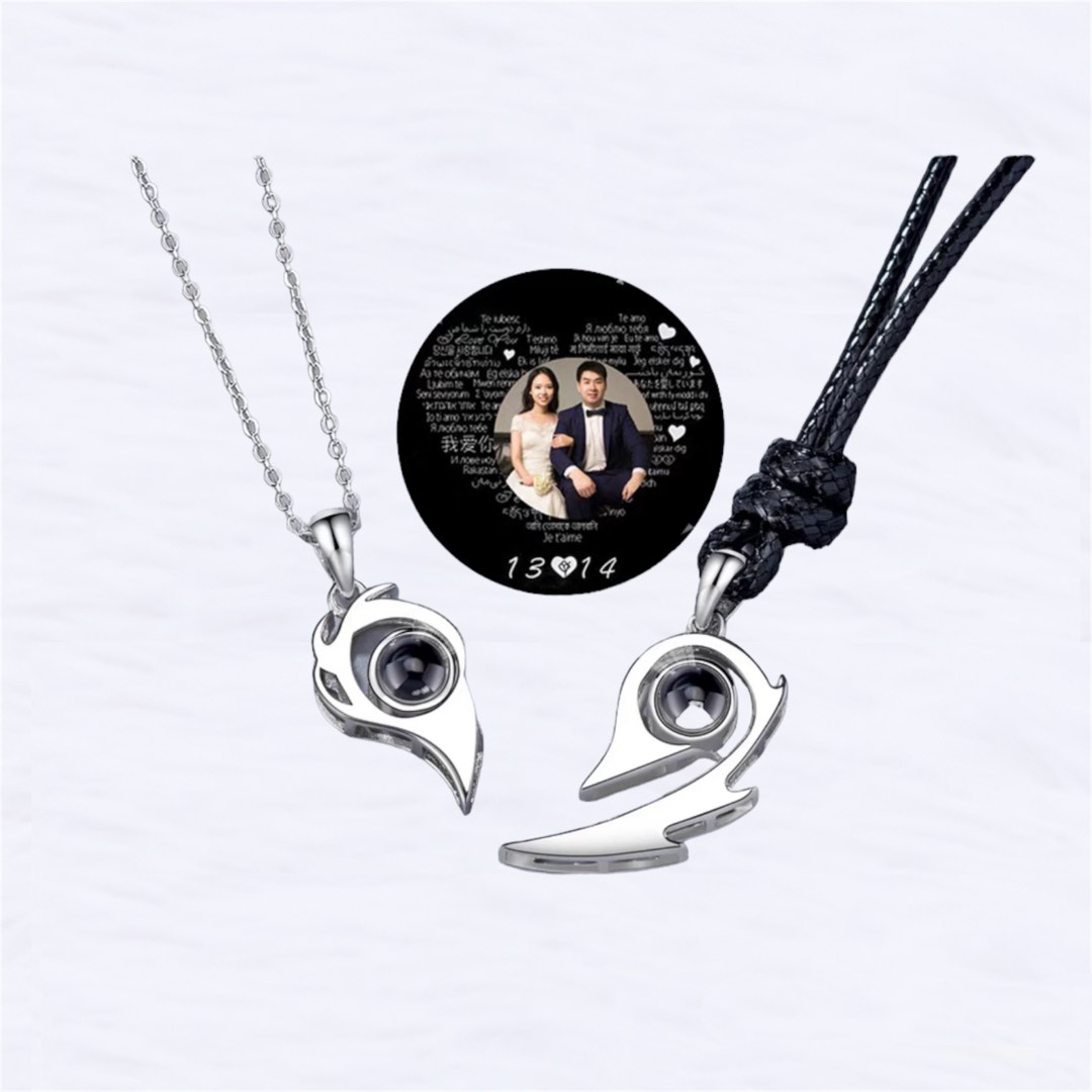 Customisable Necklace in Velvet Jewellery Box Mutual Attraction Print ...