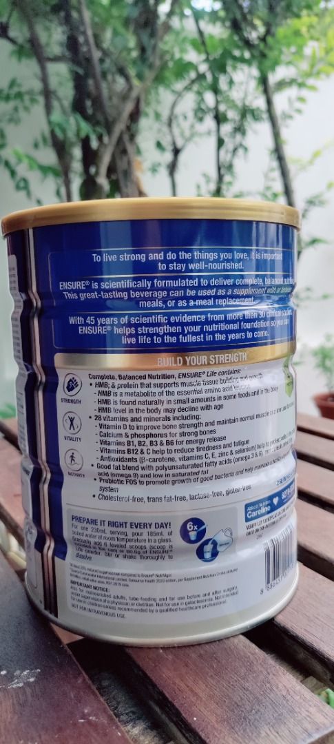 Ensure Life milk powder with HMB, Less Sugar, Vanilla, 850g, Health ...