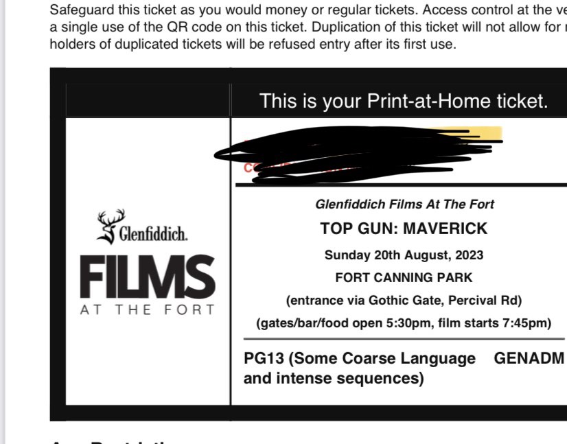 Films at Fort - 20 Aug last screening Top Gun Maverick, Tickets ...