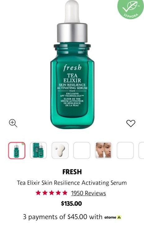 Fresh tea elixir skin resilience activating serum 30ml, Beauty & Personal Care, Face, Face Care ...