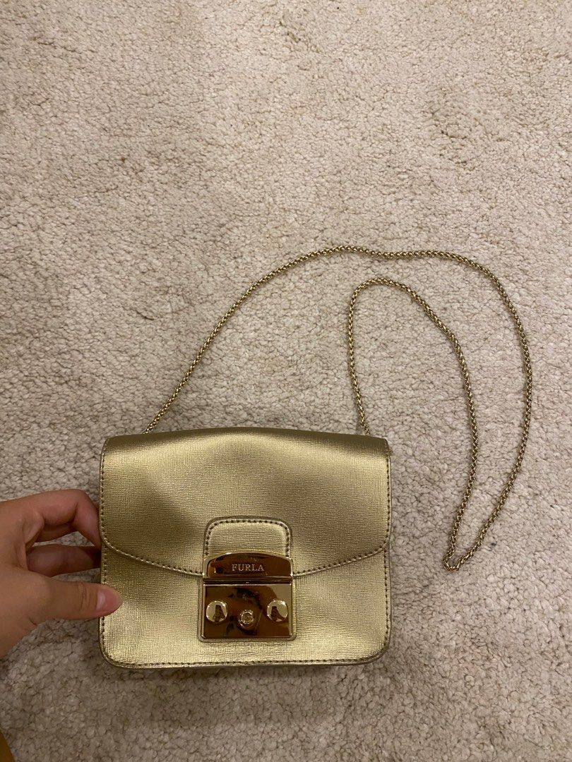 Furla Metallic Gold Cross Body Bag on Carousell