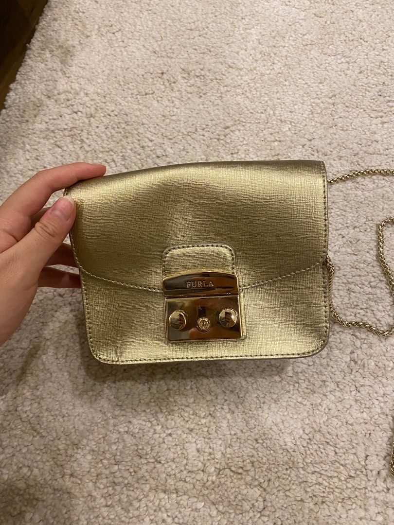Furla Metallic Gold Cross Body Bag on Carousell