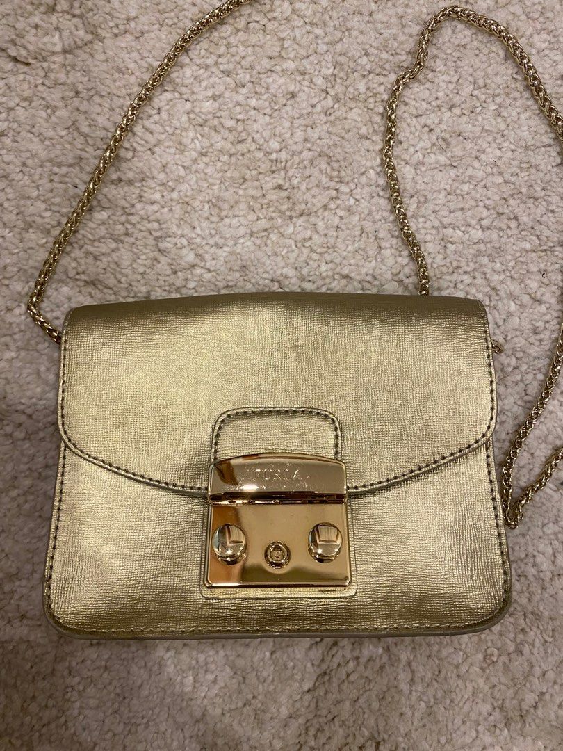 Furla Metallic Gold Cross Body Bag on Carousell